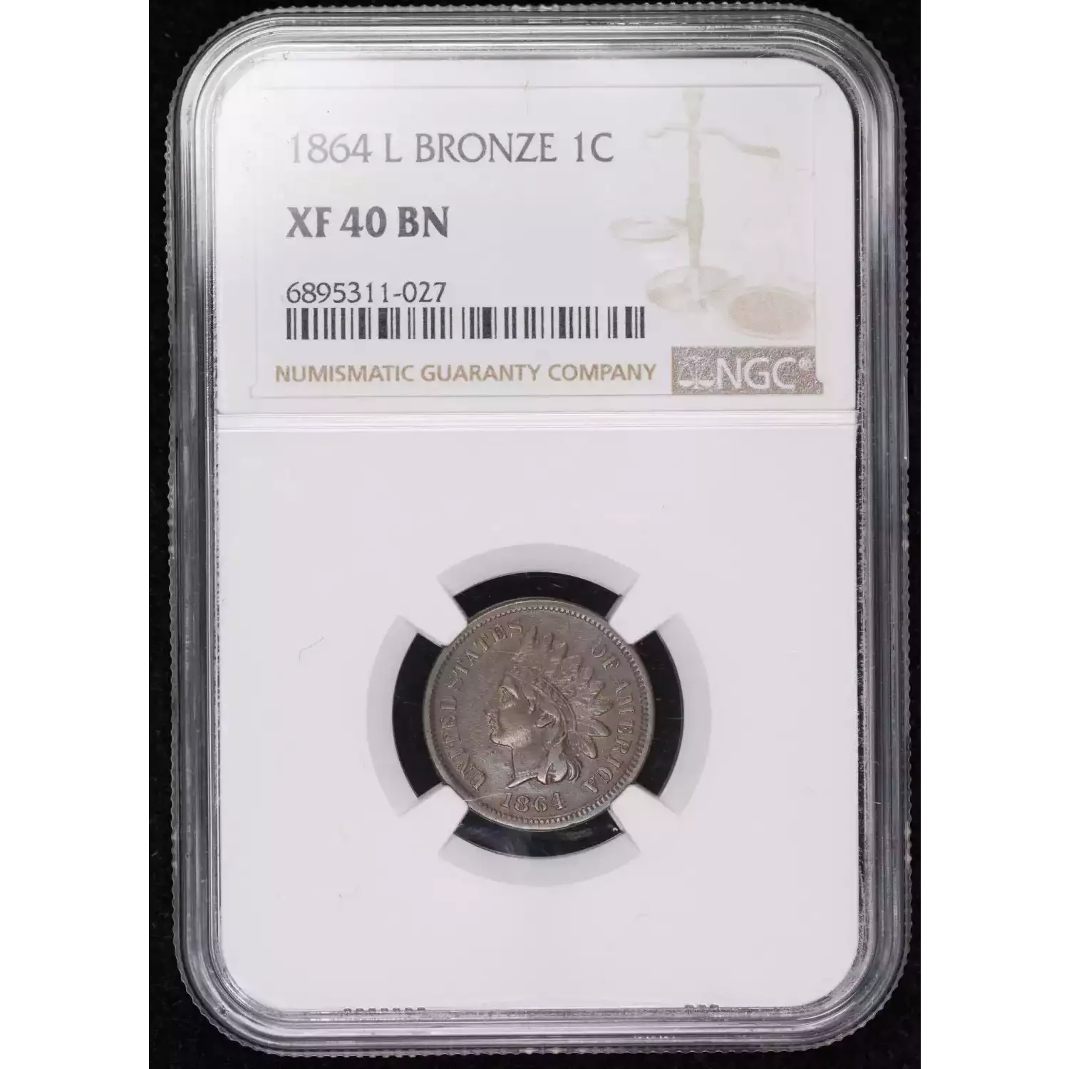 1864-L Small Cents Indian Head NGC XF-40 BN - Hertel's Coins Inc.