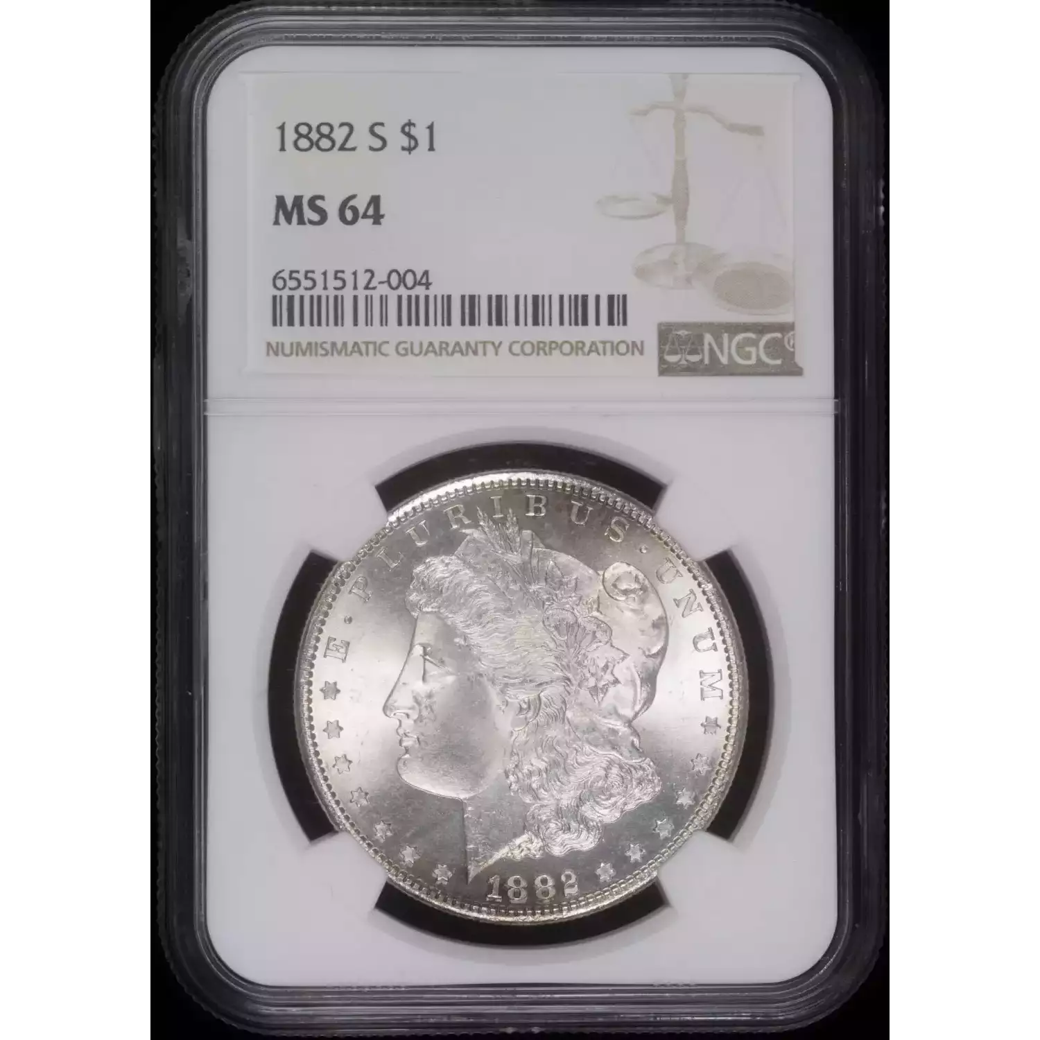 1882-S Morgan Silver Dollar NGC MS-64 - Hertel's Coins Inc.