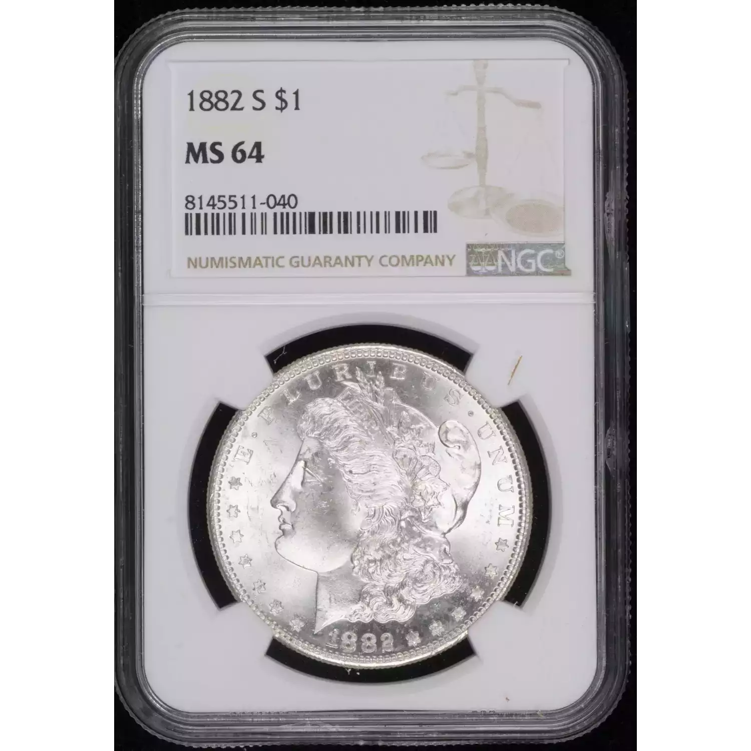 1882-S Morgan Silver Dollar NGC MS-64 - Hertel's Coins Inc.