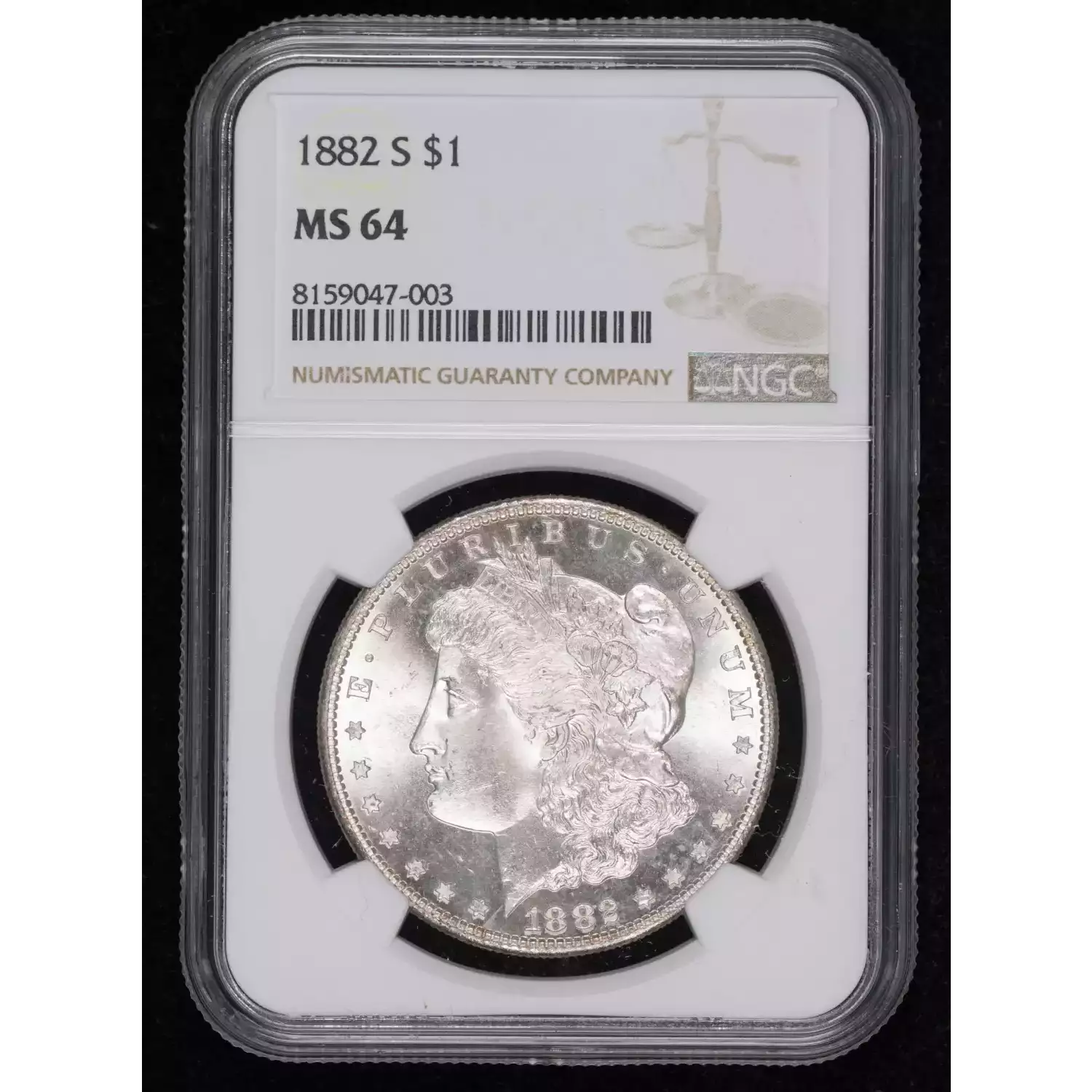 1882-S Morgan Silver Dollar NGC MS-64 - Hertel's Coins Inc.