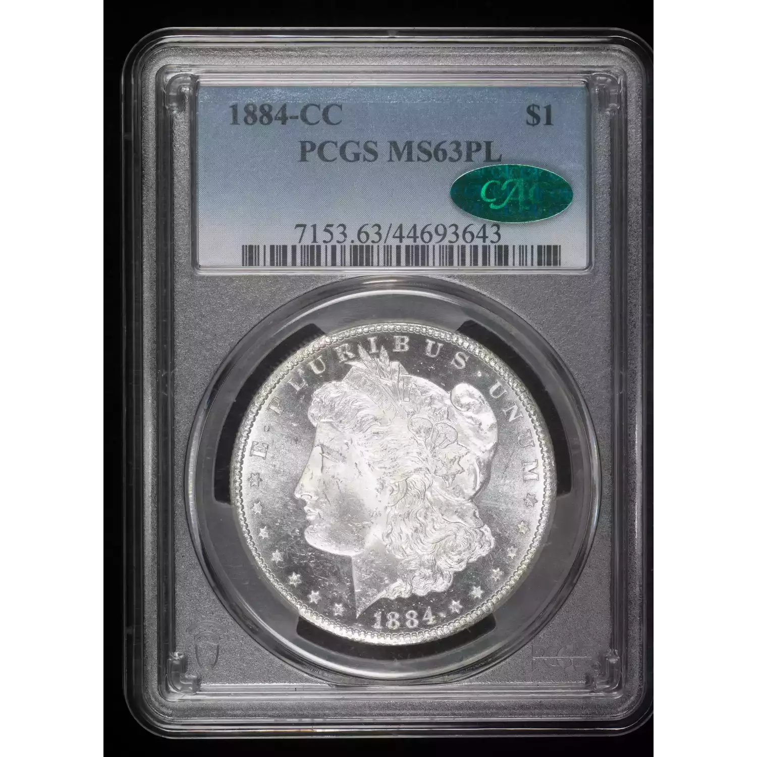 1884-CC Morgan Silver Dollar PCGS MS-63 PL CAC CAC - Hertel's Coins Inc.