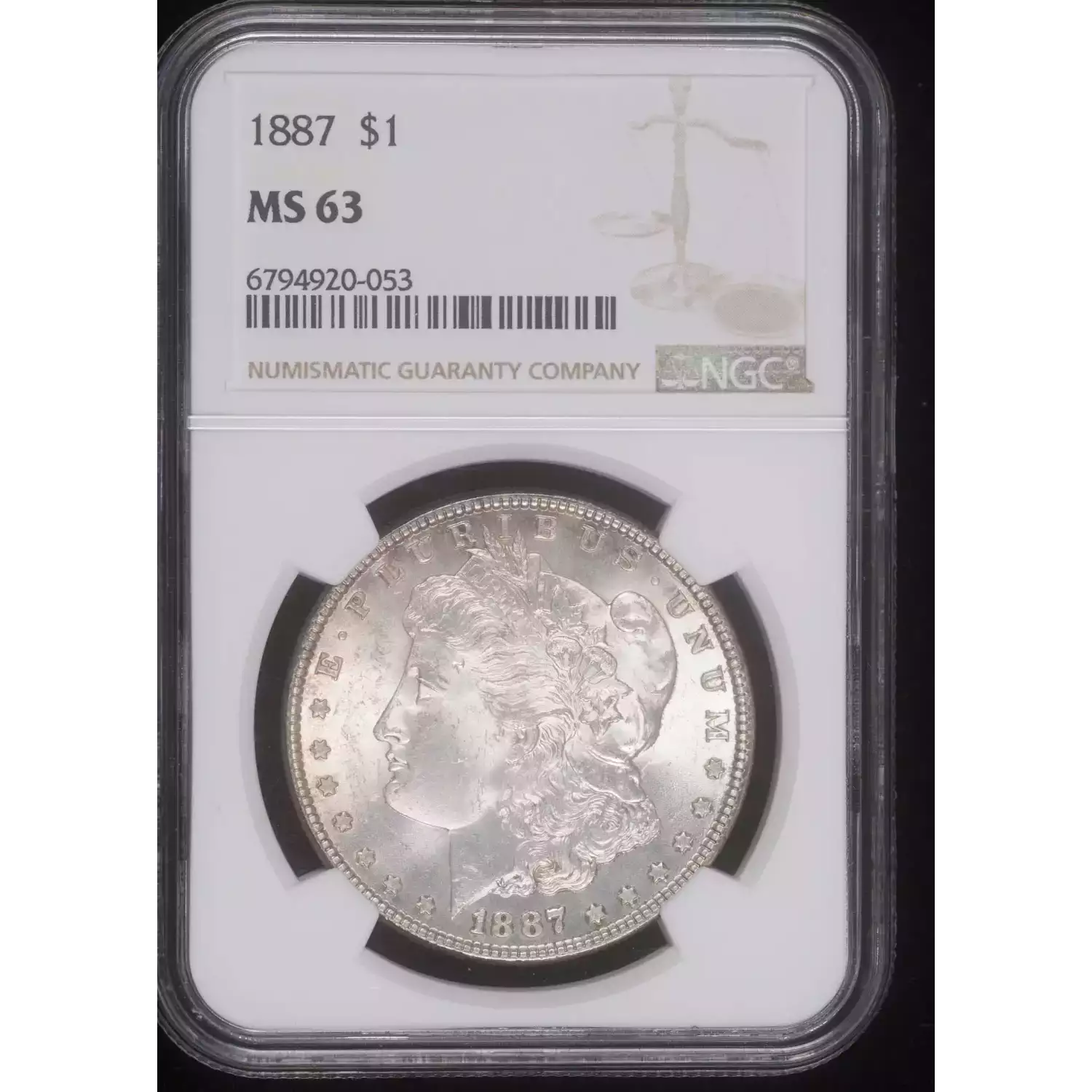 1887 Morgan Silver Dollar NGC MS-63 - Hertel's Coins Inc.