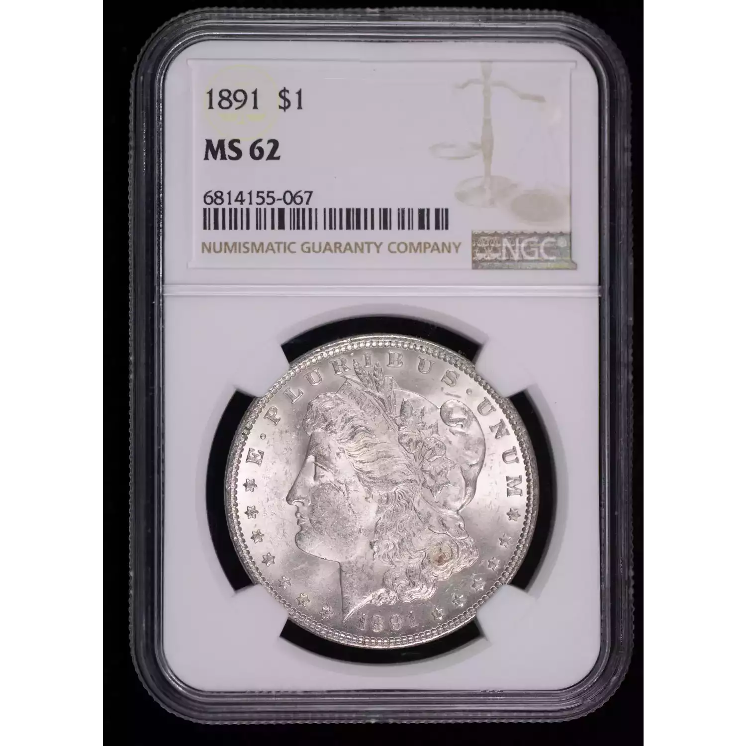 1891 Morgan Silver Dollar NGC MS-62 - Hertel's Coins Inc.