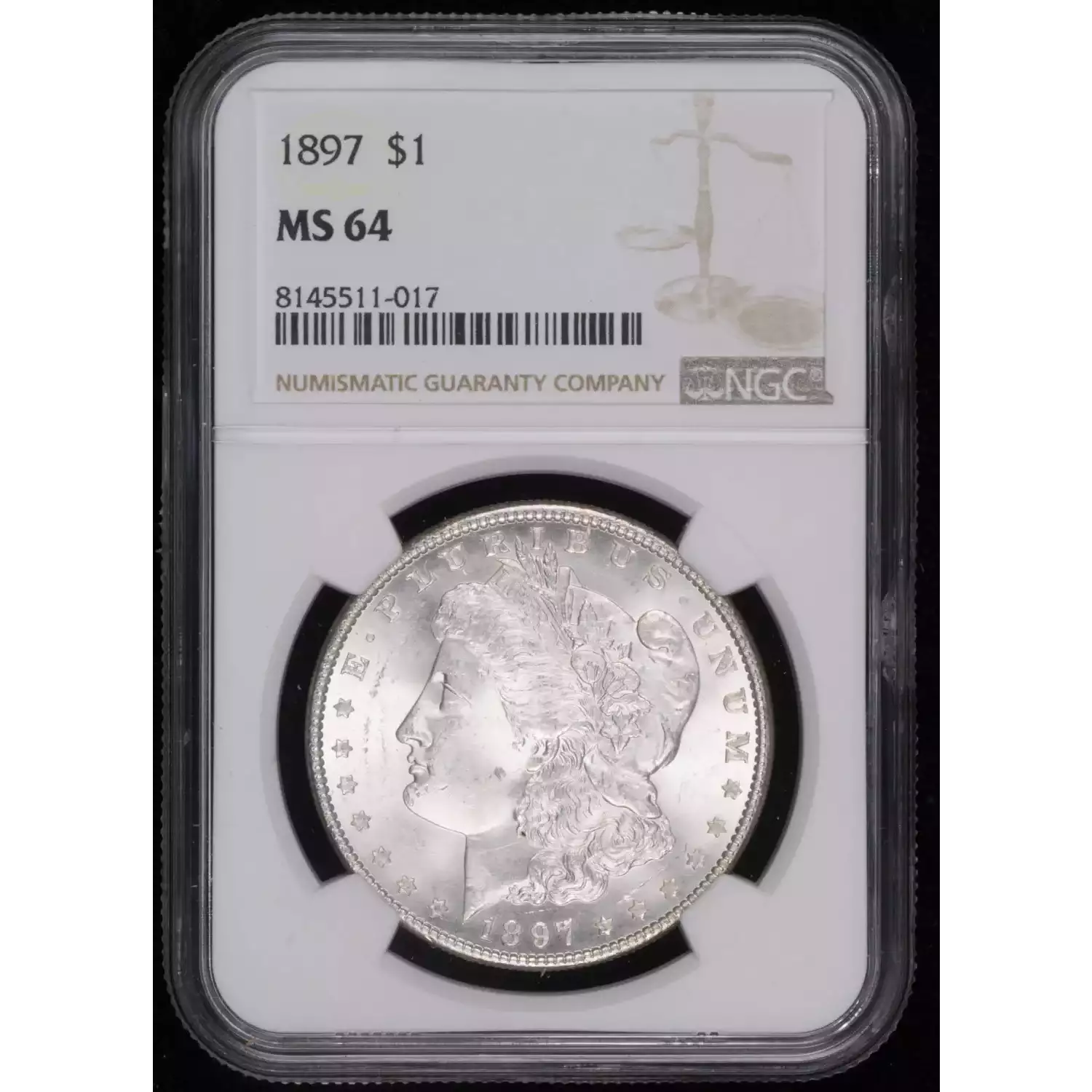1897 Morgan Silver Dollar NGC MS-64 - Hertel's Coins Inc.