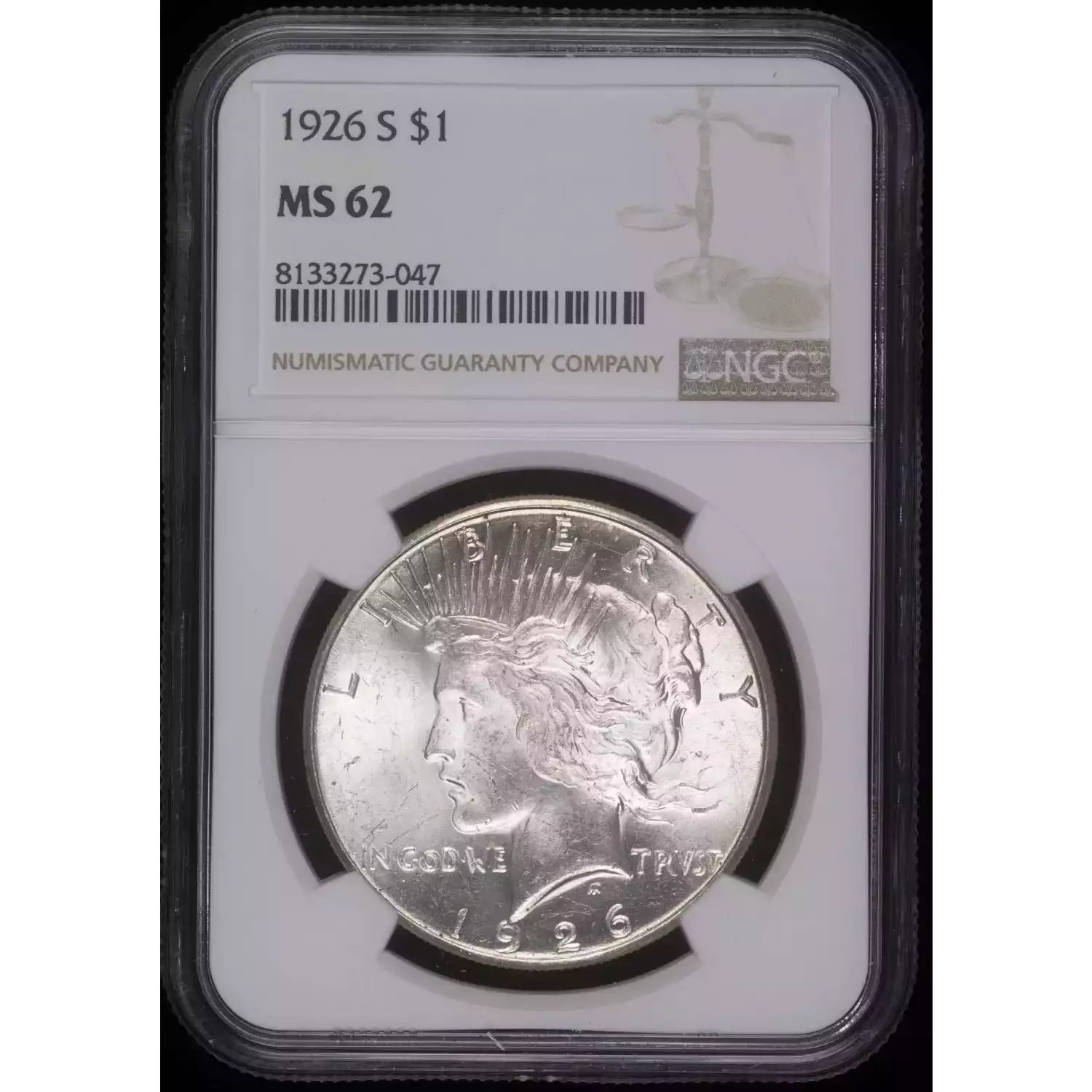 1926-S Peace Silver Dollar NGC MS-62 - Hertel's Coins Inc.