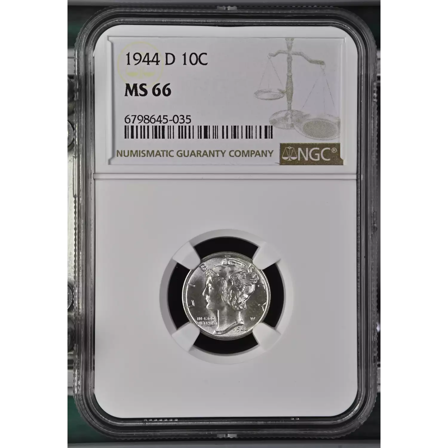 1944-D Dimes Winged Liberty Head or Mercury NGC MS-66 - Hertel's Coins Inc.