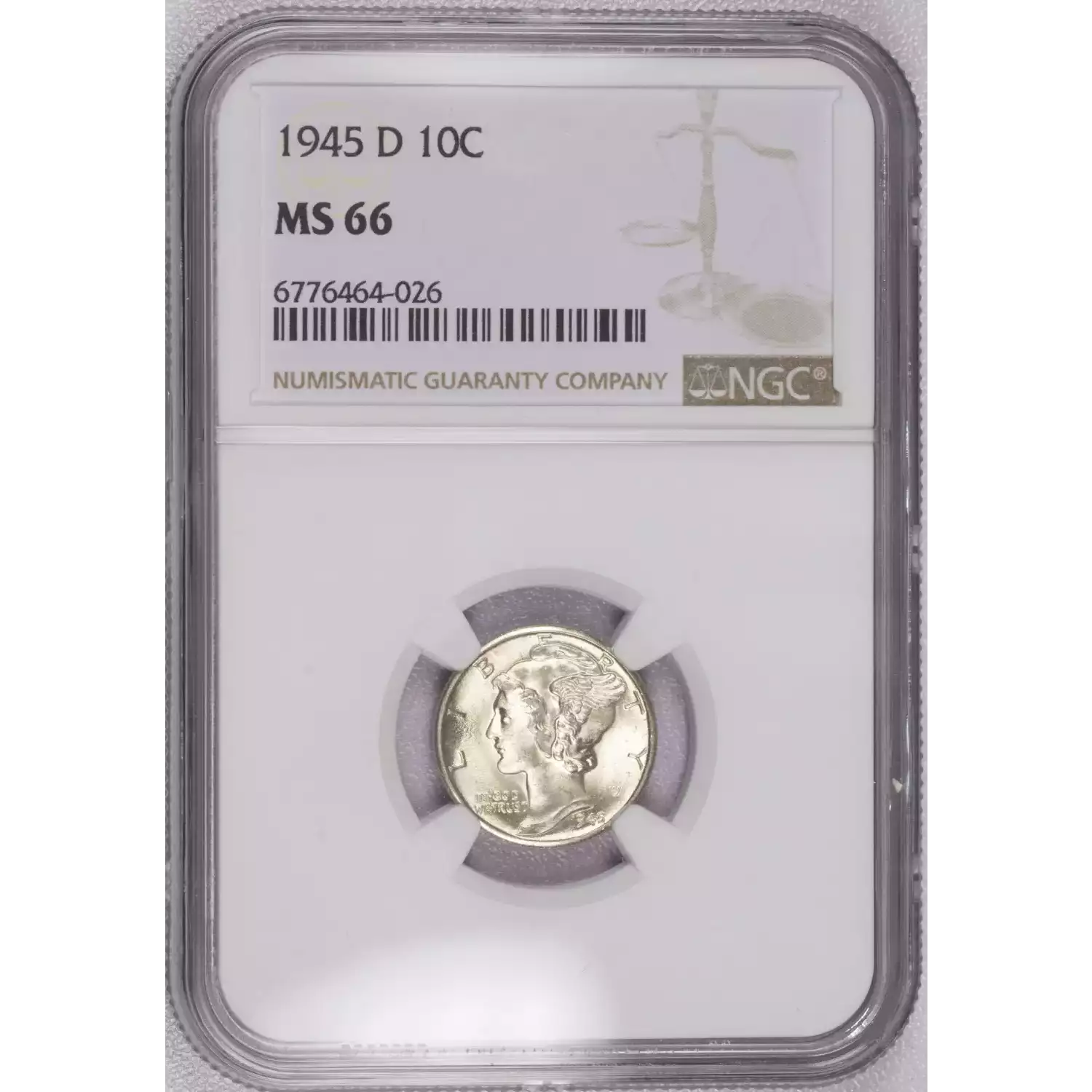 1945-D Dimes Winged Liberty Head or Mercury NGC MS-66 - Hertel's Coins Inc.