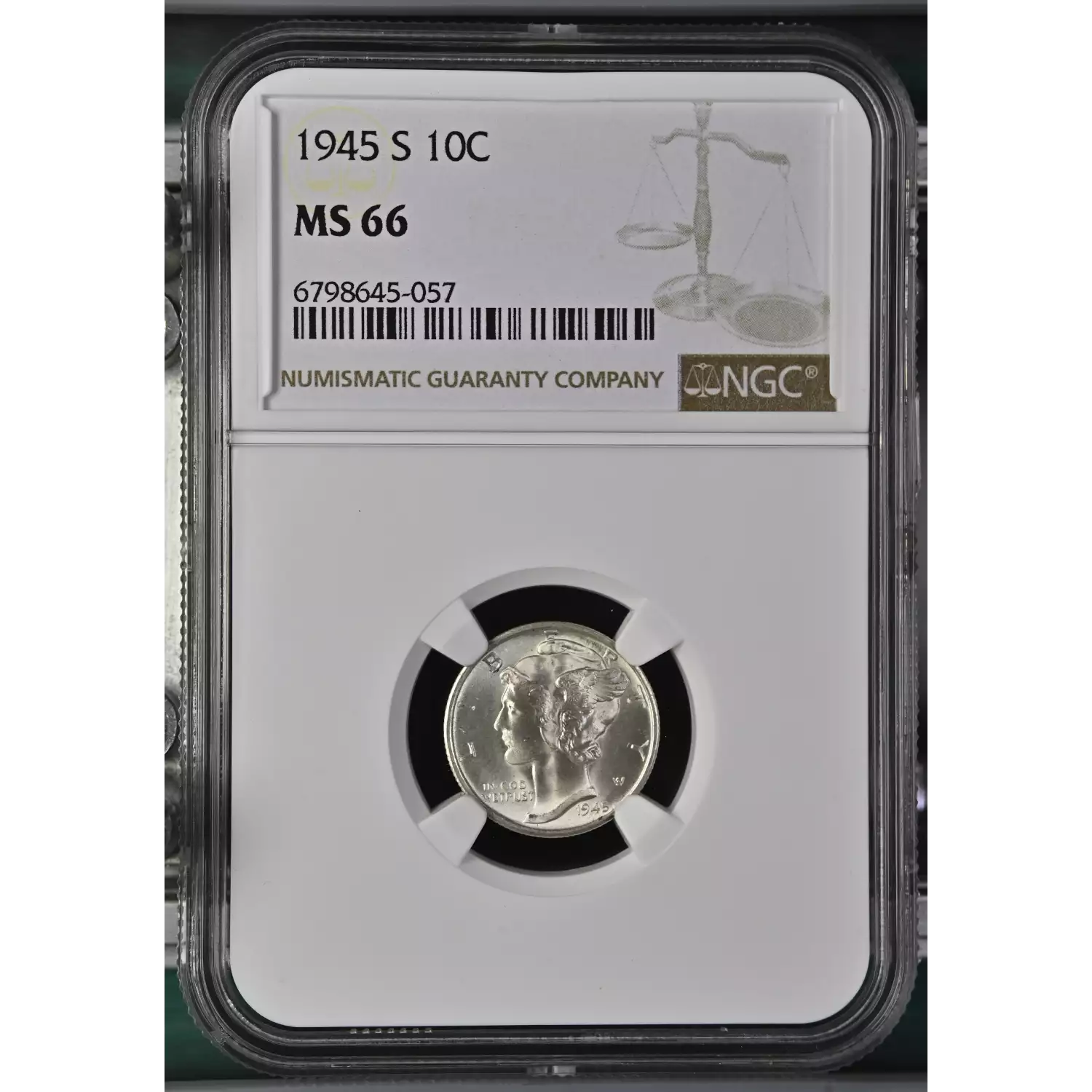 1945-S Dimes Winged Liberty Head or Mercury NGC MS-66 - Hertel's Coins Inc.