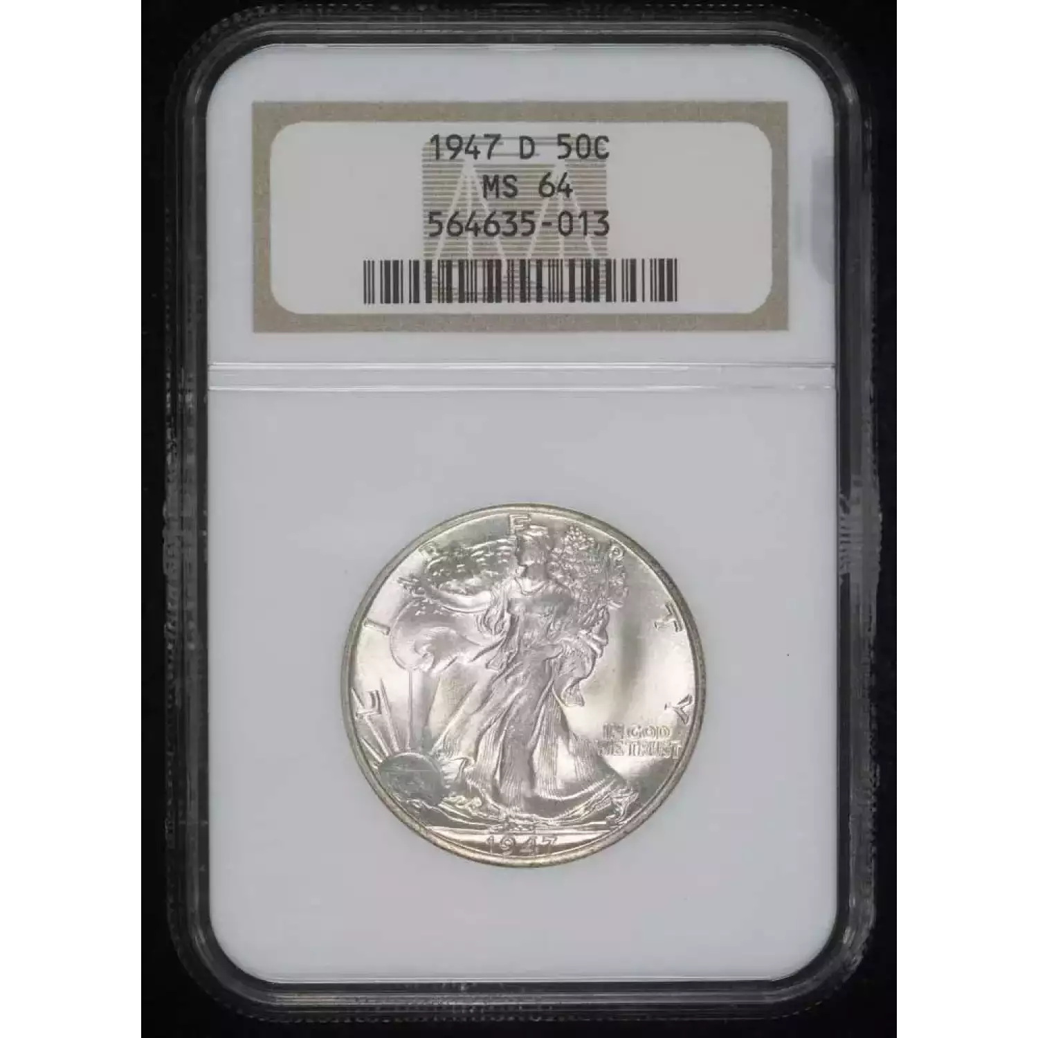 1947-D Half Dollars Liberty Walking NGC MS-64 - Hertel's Coins Inc.