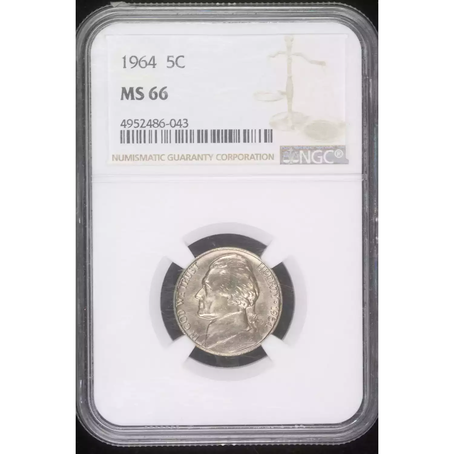 1964 Nickel Jefferson NGC MS-66 - Hertel's Coins Inc.