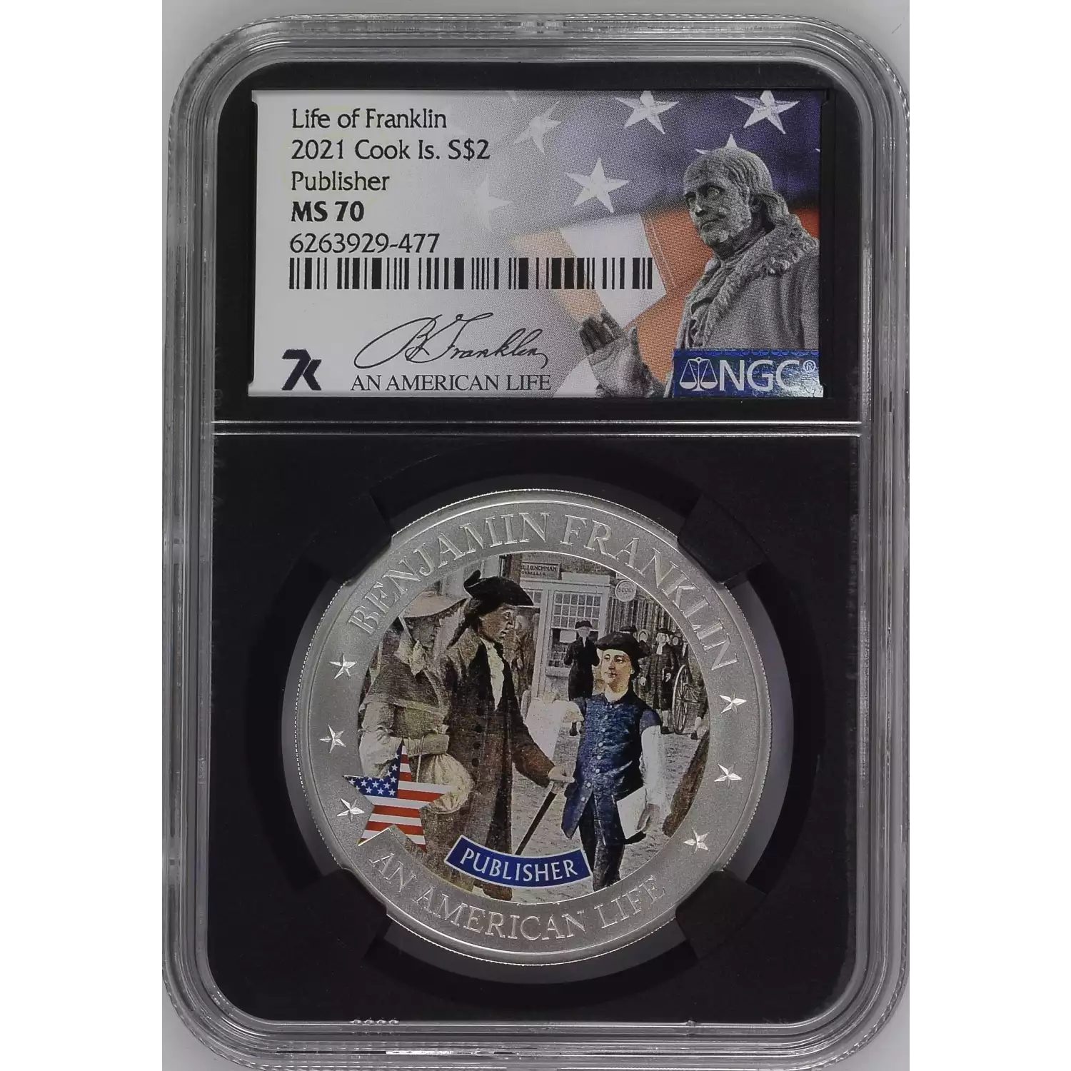 2021 NGC MS-70 Publisher Life of Franklin $2 Cook Island Coin - Hertel ...