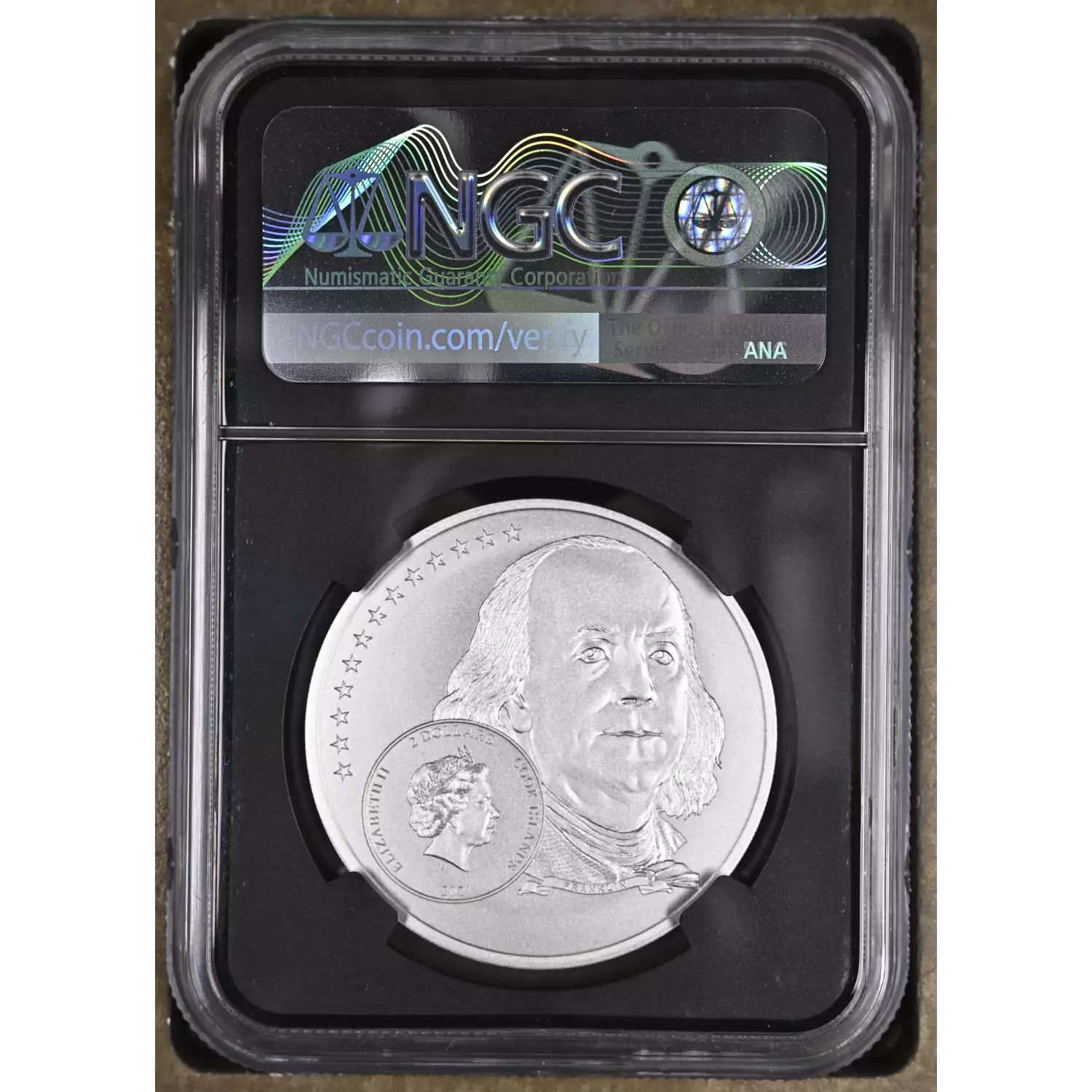 2021 NGC MS-70 Firefighter Life of Franklin $2 Cook Island Coin ...