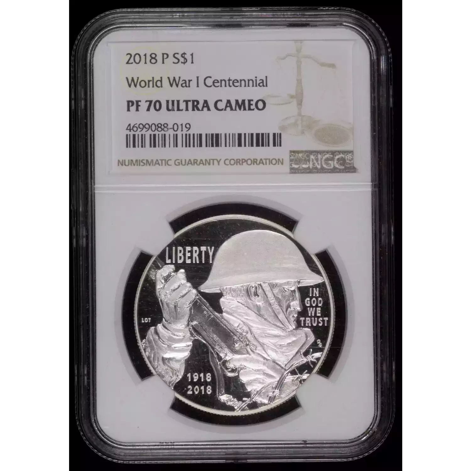 2018 2018 P World War 1 Centennial Silver Commemorative Dollar NGC PF ...