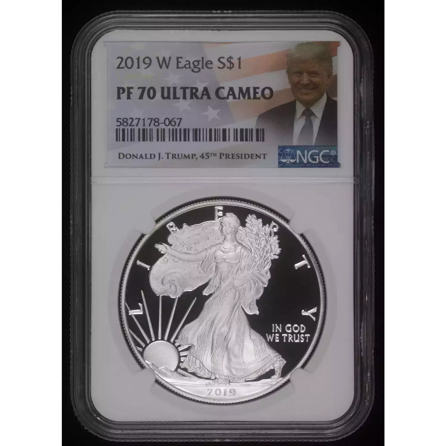 2019-W Bullion Silver Eagles NGC PF-70 ULTRA CAMEO PROOF TRUMP - Hertel's Coins Inc.