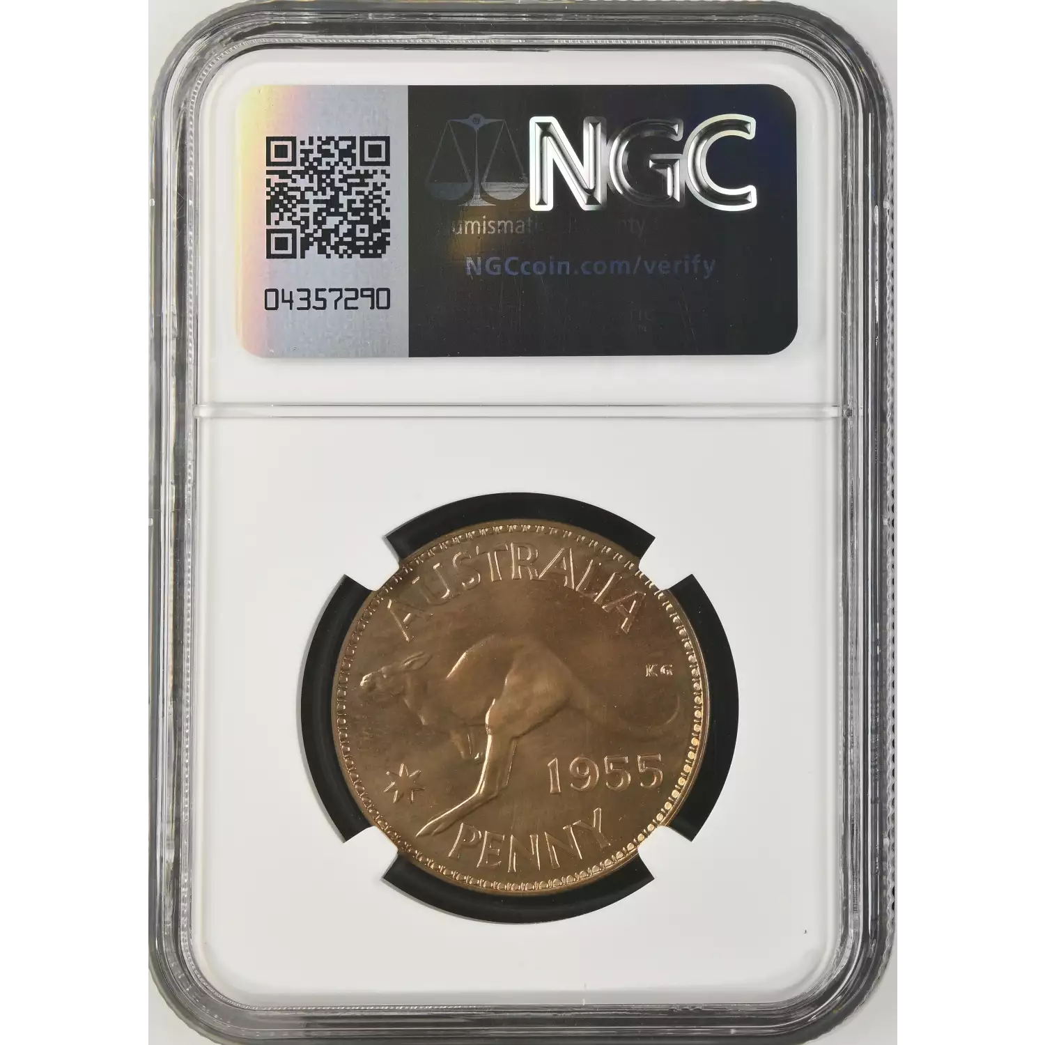 1955-M NGC PF-65 RB Proof AUSTRALIA Bronze PENNY - Hertel's Coins Inc.