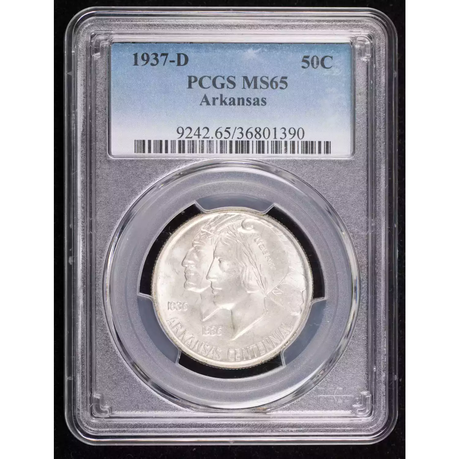 1937-D Classic Commemorative Arkansas Centennial PCGS MS-65 Arkansas ...