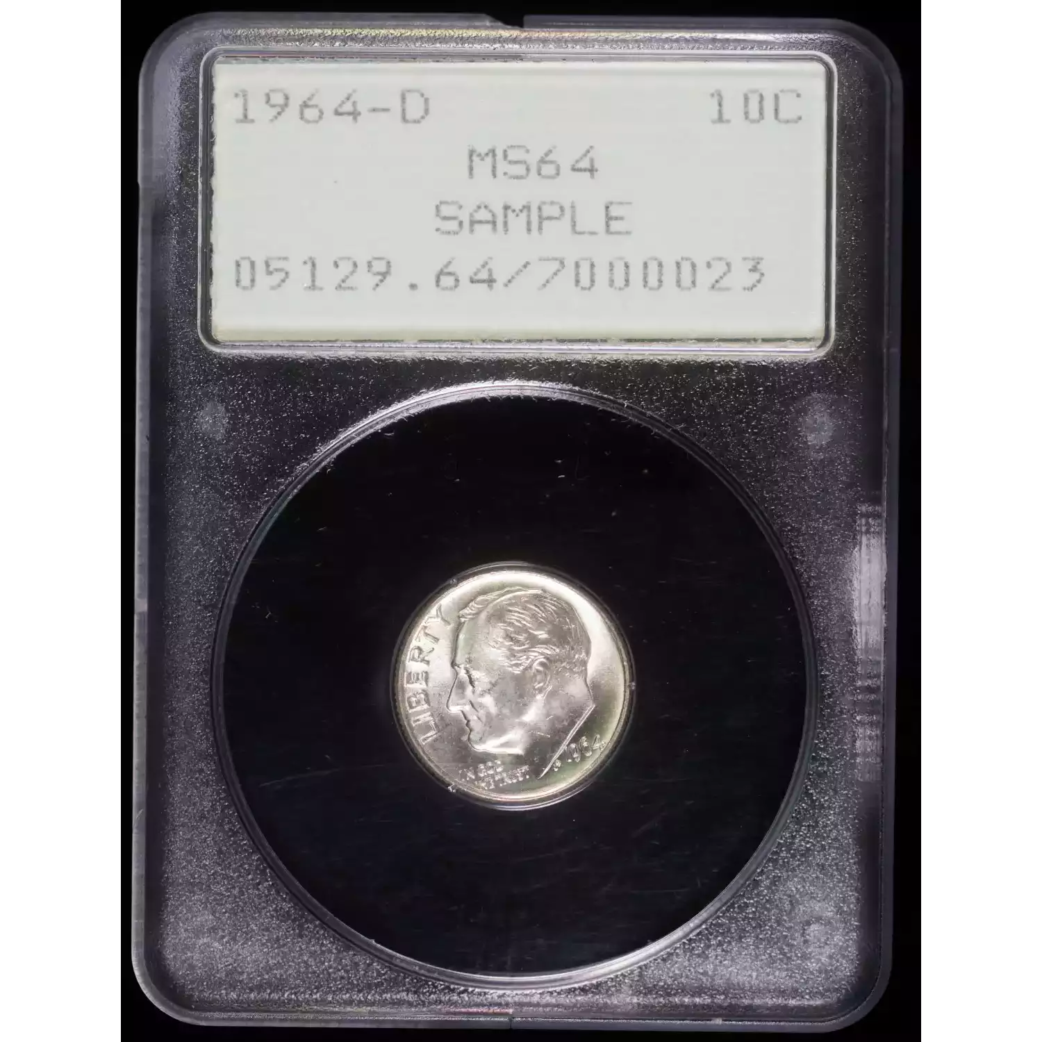1964-D Dimes Roosevelt PCGS MS-64 OGH RATTLER SAMPLE SLAB - Hertel's ...