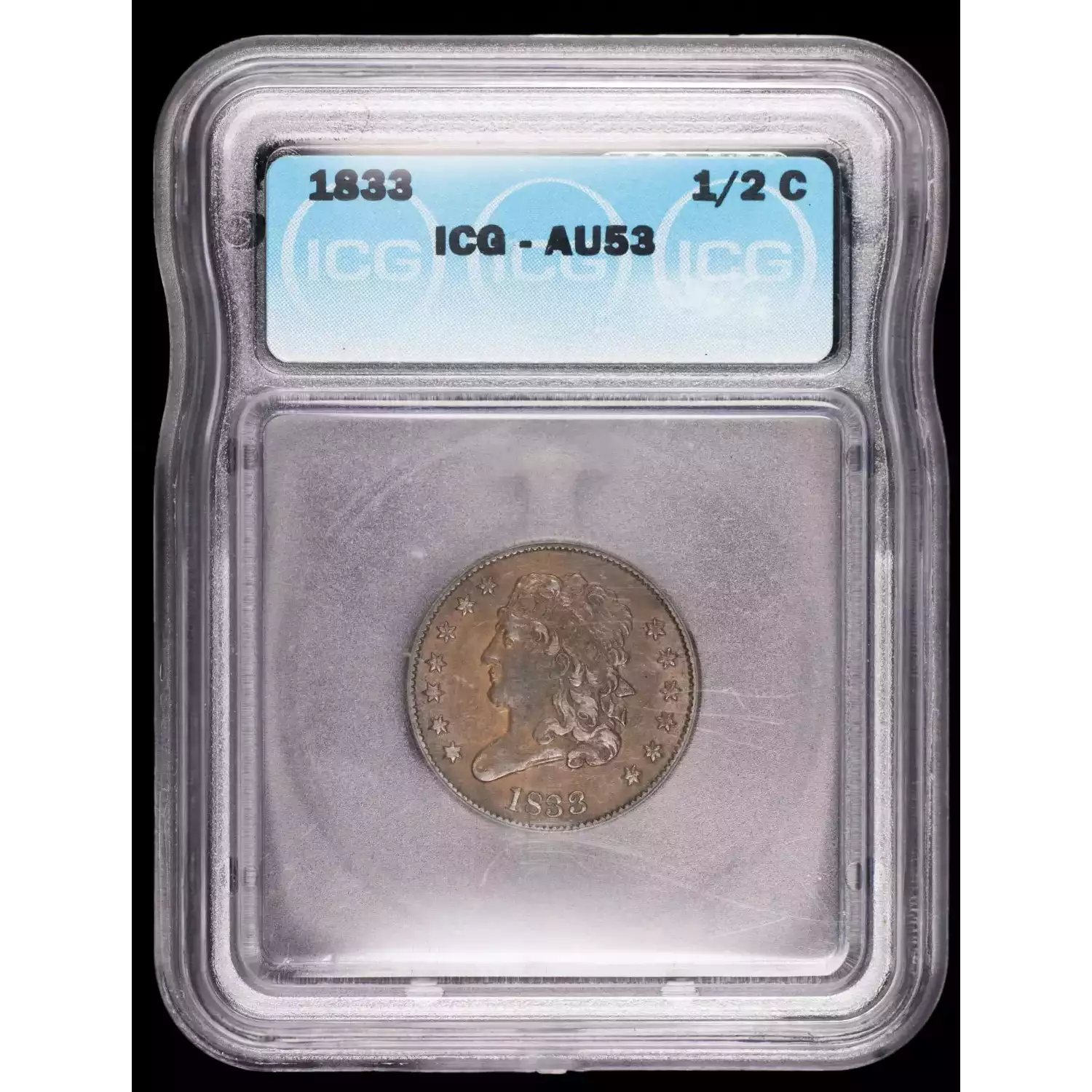 1833 Half Cents Classic Head 1809 - 36 ICG AU-53 - Hertel's Coins Inc.