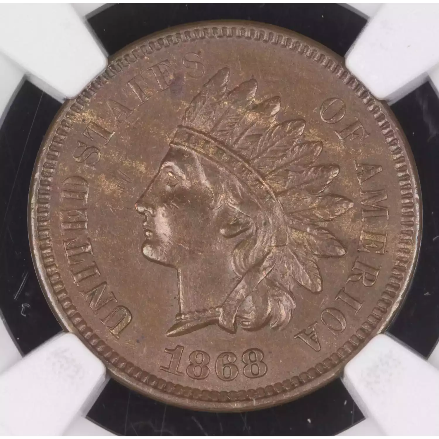 1868 Small Cents Indian Head NGC AU Details BN - Hertel's Coins Inc.