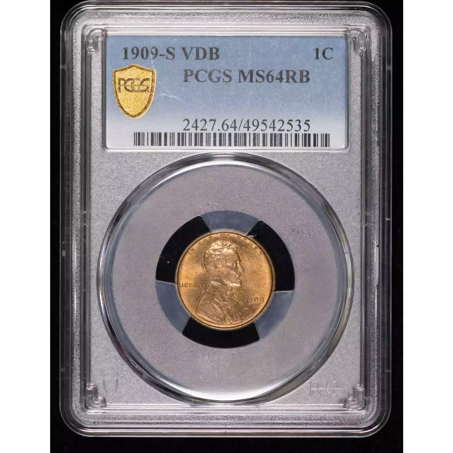 1909-S VDB Small Cents Lincoln, Wheat Ears Reverse PCGS MS-64 RB - Hertel's Coins Inc.